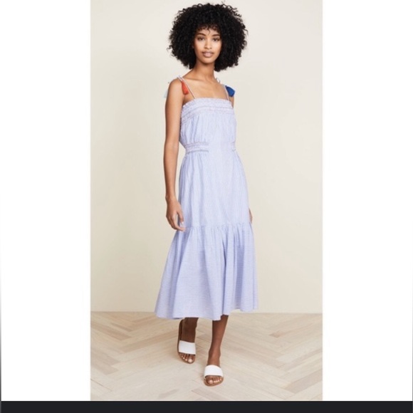 Red Carter | Dresses | Nwt Red Carter Smocked Ayala Blue White Striped ...